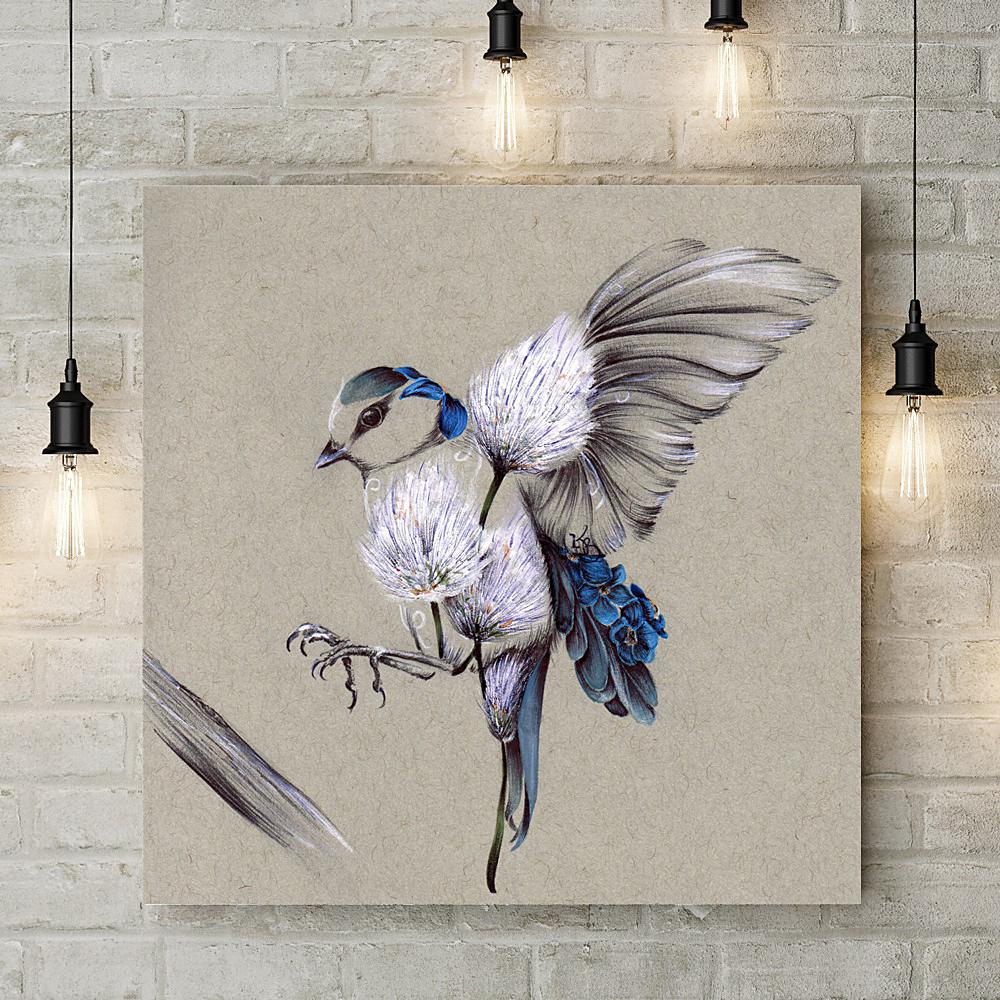Rustic Bird Flight 8x8 Canvas by Artist Kate Baxter – Cloth & Clay